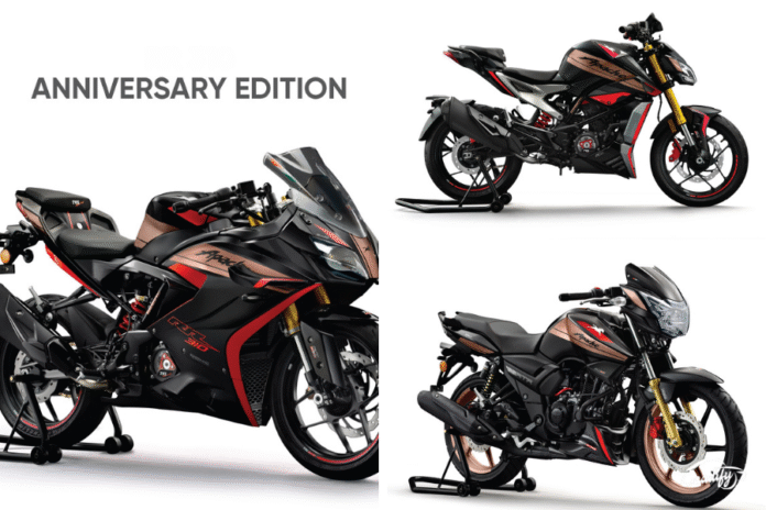 TVS Apache 20th Anniversary Edition Variants Launched; RTR 160 4V and ...